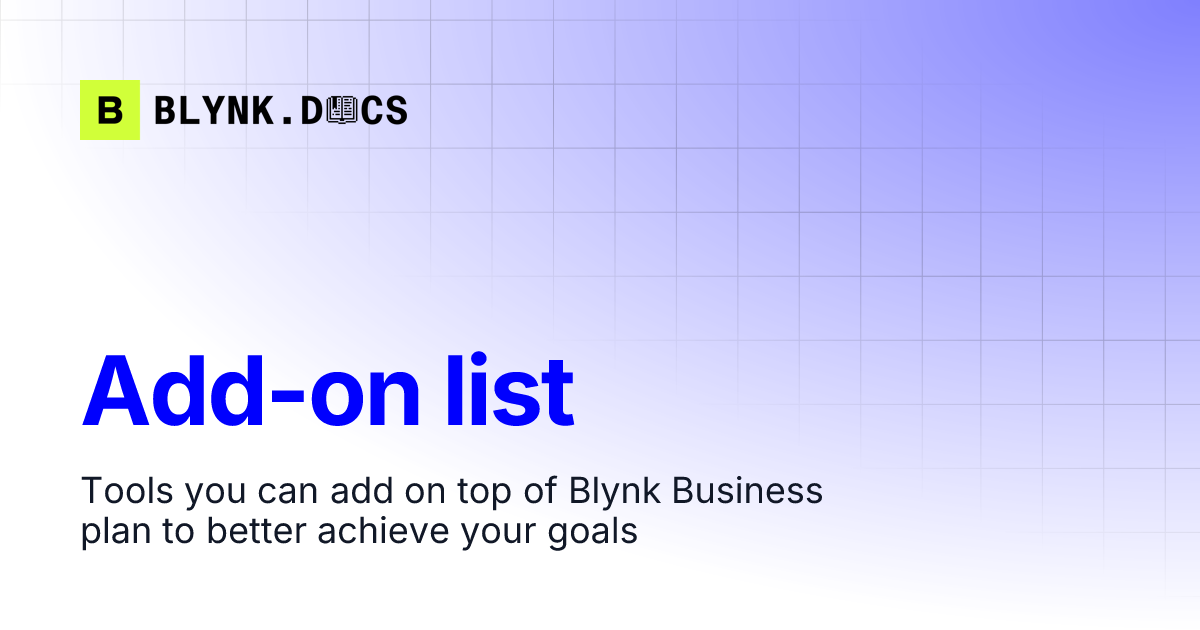 Add-on list | Blynk Documentation